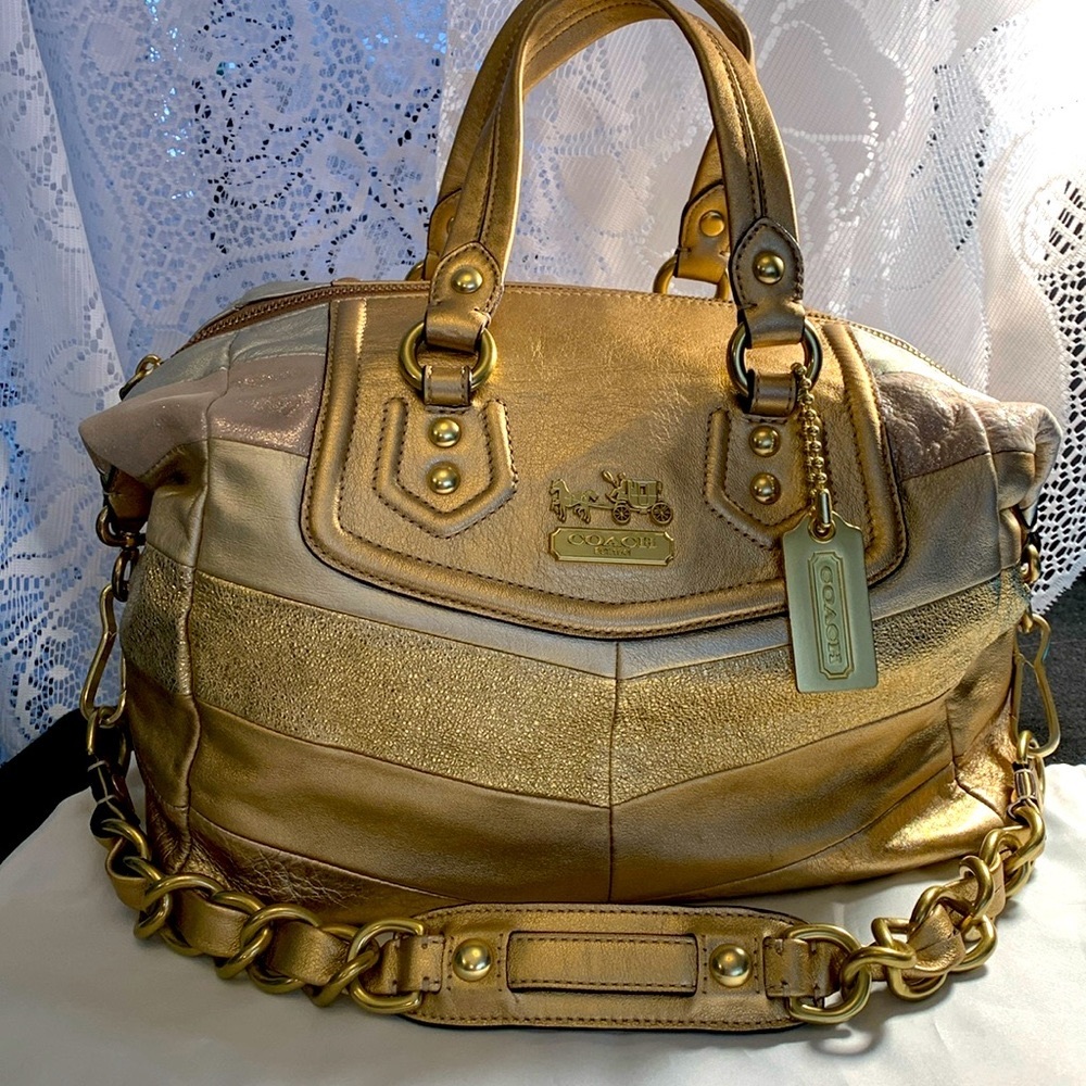 Rare Coach Chevron Leather Audrey Bag - Gem